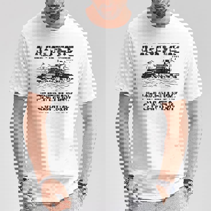 Alcatraz Prison Penitentiary Swim Team T-Shirt - Monsterry