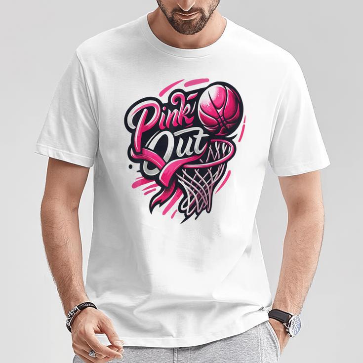 Pink Out Breast Cancer Awareness Basketball Player Lovers T-Shirt ...