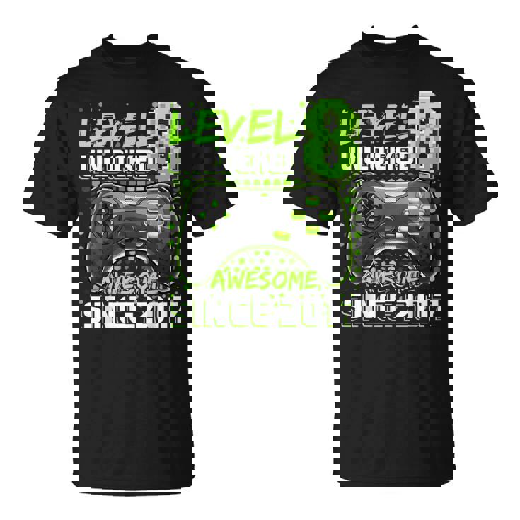 8Th Birthday Boy Level 8 Gamer 8 Year Video Game Party T-Shirt - Monsterry