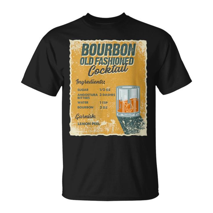 Bourbon Old Fashioned Cocktail Recipe T-Shirt - Monsterry