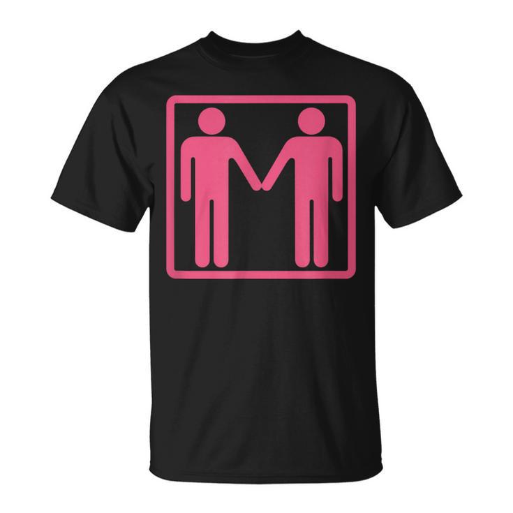 LGBTQIA Gay Pride Pink Restroom Sign Graphic T-Shirt - Monsterry