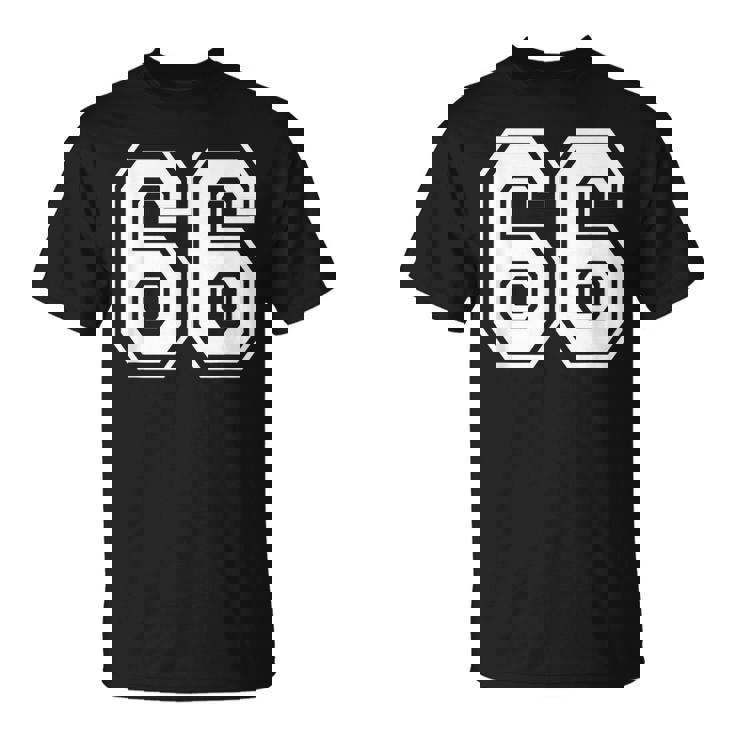 Number 66 66th Birthday Player Team Numbered Jersey T-Shirt - Monsterry