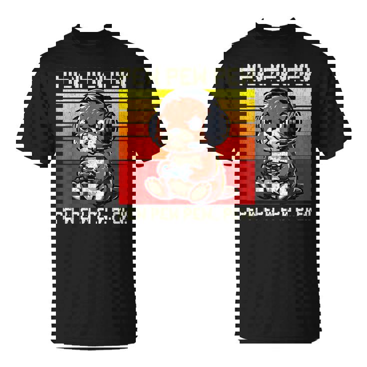 Otter Gamer Pew Video Games Vintage Boys Girls T-Shirt | Mazezy DE