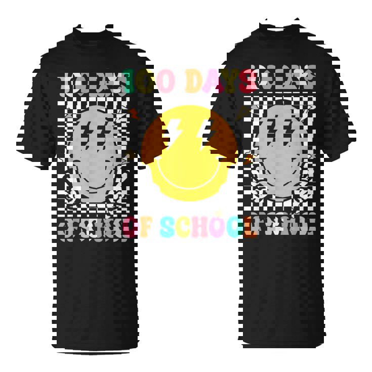 Retro 100 Days Of School Smile Face Cute 100Th Day Of School T-Shirt ...