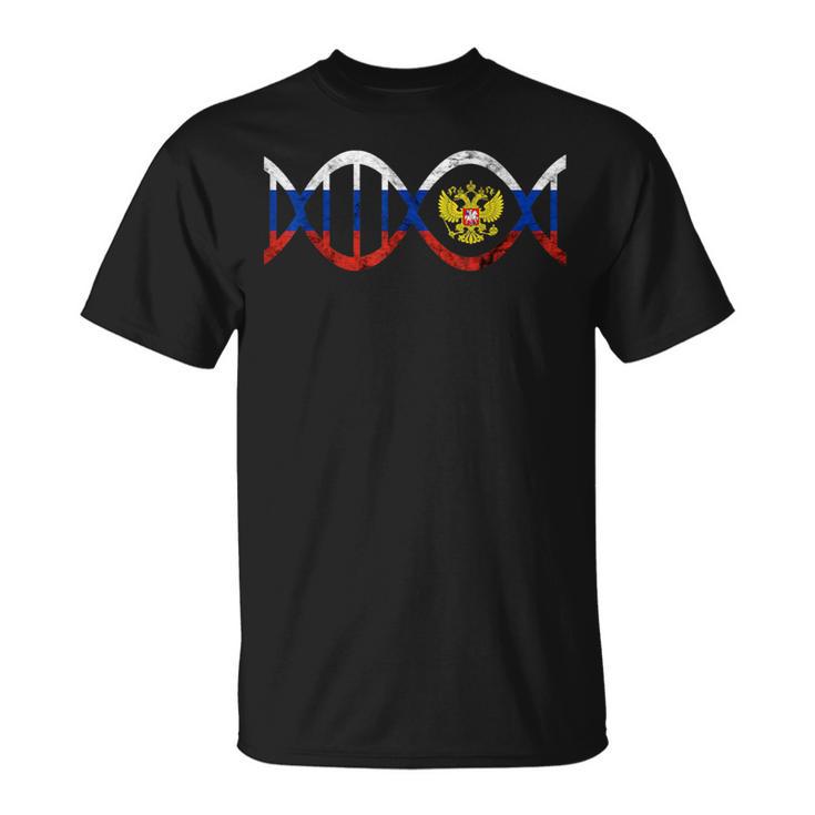Russian DNA Strand Russian Genetics CCCP Russia Roots T-Shirt - Monsterry