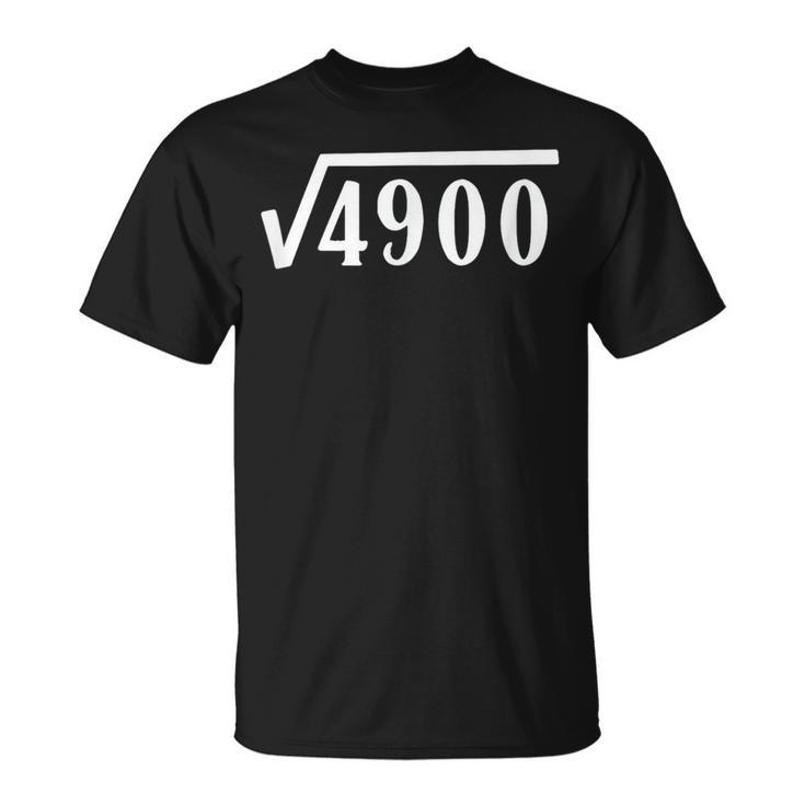 Square Root 70 Year Old Teacher 70th Birthday T-Shirt - Monsterry