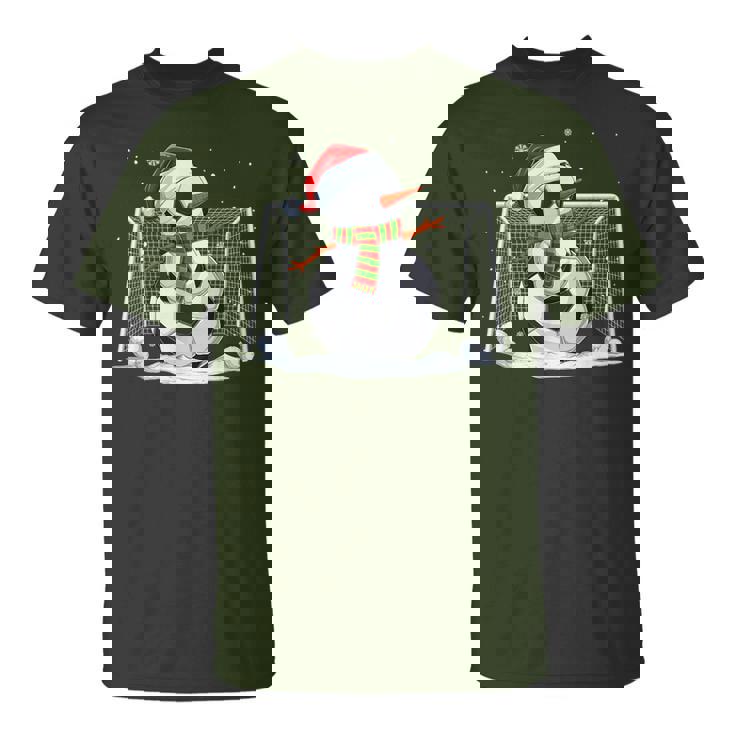 Soccer Snowman Holiday Soccer Soccer Christmas T-Shirt | Mazezy