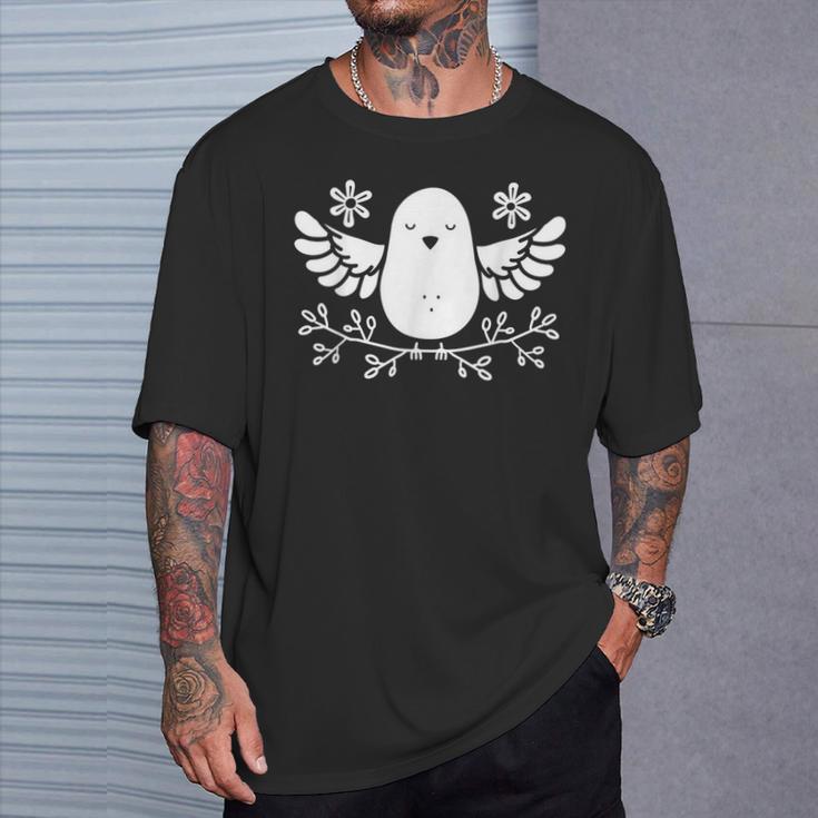 Bird Small Dove Of Peace Minimalist Simple Dove T-Shirt - Monsterry
