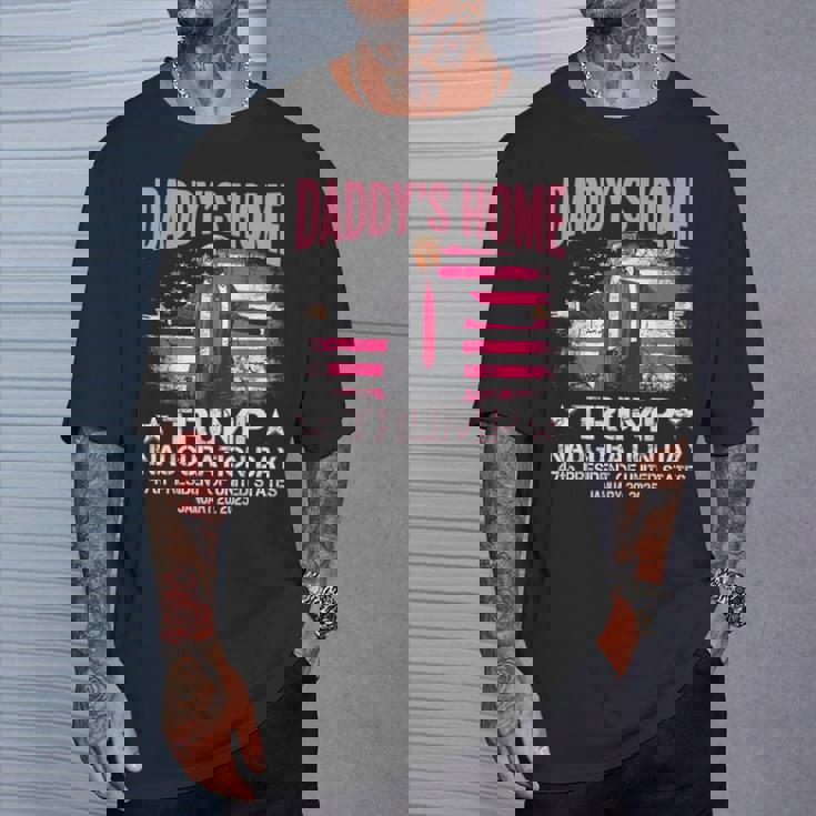 Daddy's Home Trump Inauguration Day 2025 Memorabilia Flag T-Shirt | Mazezy