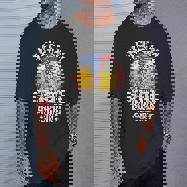 Garage Drinker Dad American Flag This Is My Garage Drinking T-Shirt ...