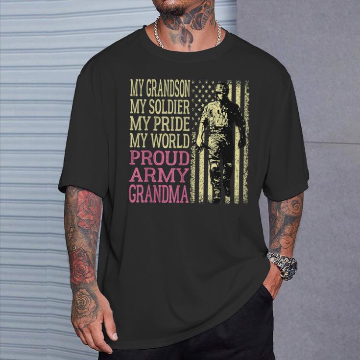 My Grandson My Soldier Hero Proud Army Grandma US Military T-Shirt ...