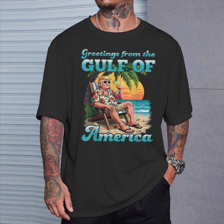 Greeting From The Patriotic Gulf Of Usa America Retro T-Shirt | Mazezy