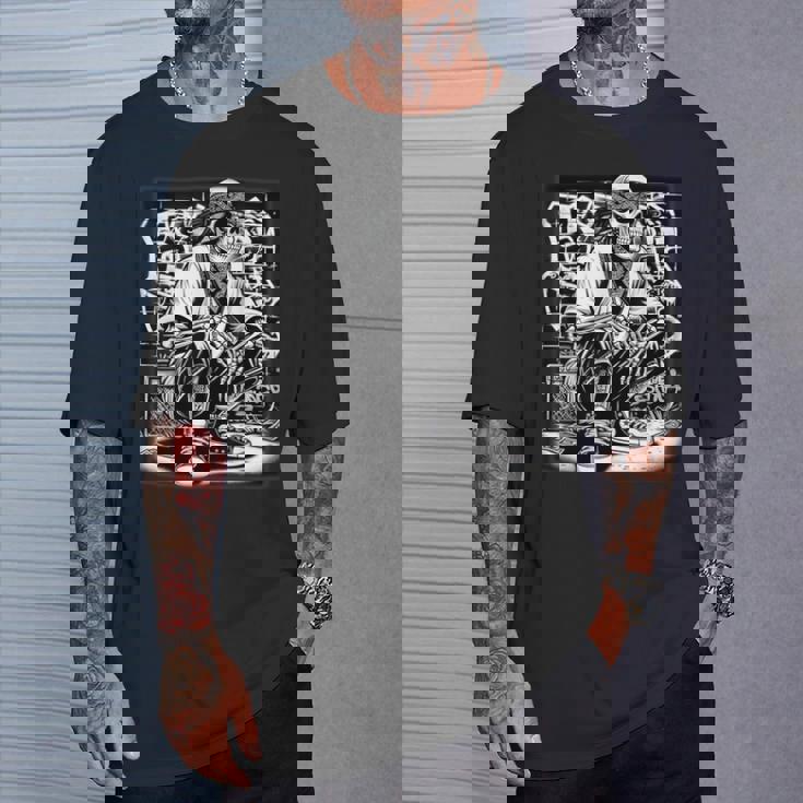 Mexican Gangster Cool Cholo Chicano Skeleton Con Safos T-Shirt - Monsterry