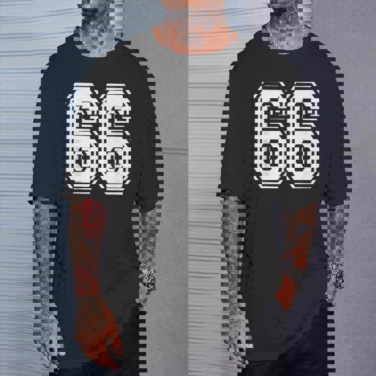 Number 66 66th Birthday Player Team Numbered Jersey T-Shirt - Monsterry