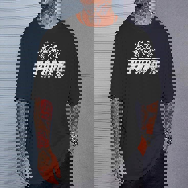 Papa Pit Crew Family Racing Birthday Race Car T-Shirt - Thegiftio