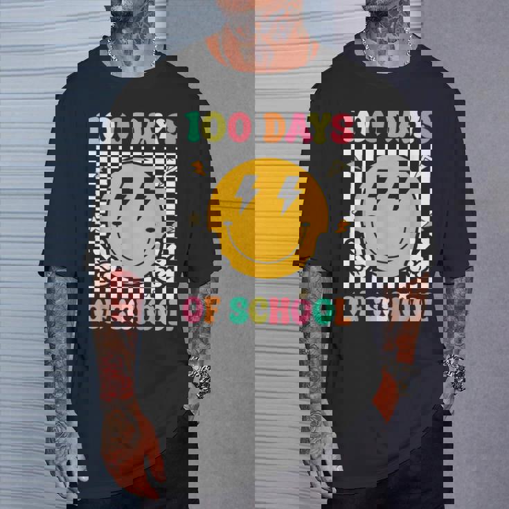 Retro 100 Days Of School Smile Face Cute 100Th Day Of School T-Shirt ...