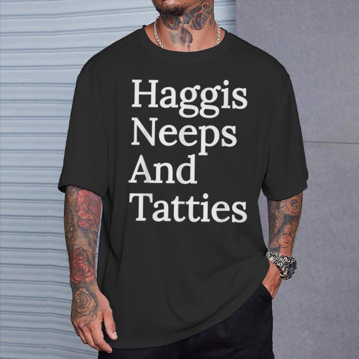 Robert Burns Night Haggis Neeps Tatties Scottish T-Shirt - Monsterry