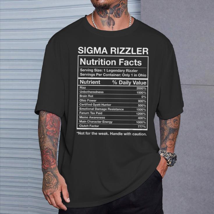 Sigma Rizzler Nutrition Facts- Rizz Brainrot Meme T-Shirt - Seseable