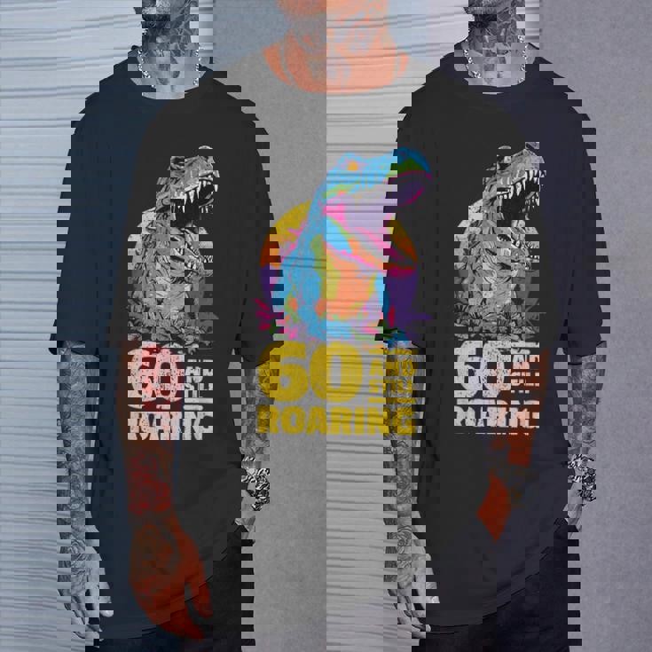 T-Rex Age 60 Year Old Dinosaur Milestone 60th Birthday T-Shirt - Monsterry