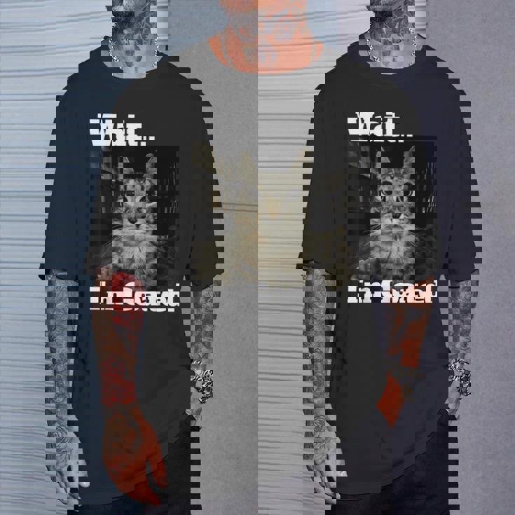 Wait I'm Goated Brainrot Cat Meme T-Shirt | Mazezy