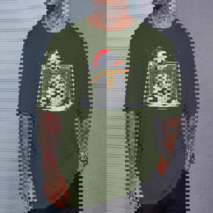 Soccer Snowman Holiday Soccer Soccer Christmas T-Shirt | Mazezy