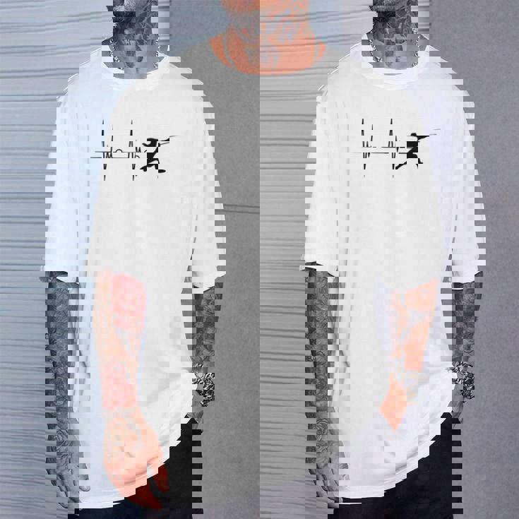 Fencing Heartbeat EKG Pulse Fencing Combat Sport Fence Foil T-Shirt ...