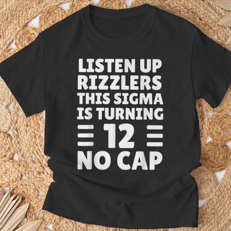 12 Year Old Birthday Rizz Sigma Brain Rot T-Shirt | Mazezy