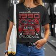 Level 35 Unlocked Awesome Since 1990 35Th Birthday Gaming T-Shirt | Mazezy